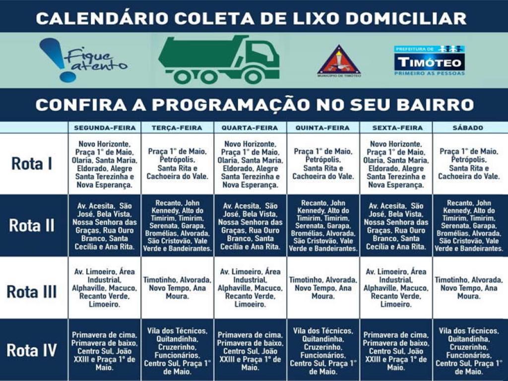Secretaria de Obras reforça divulgação do calendário de coleta de lixo ...